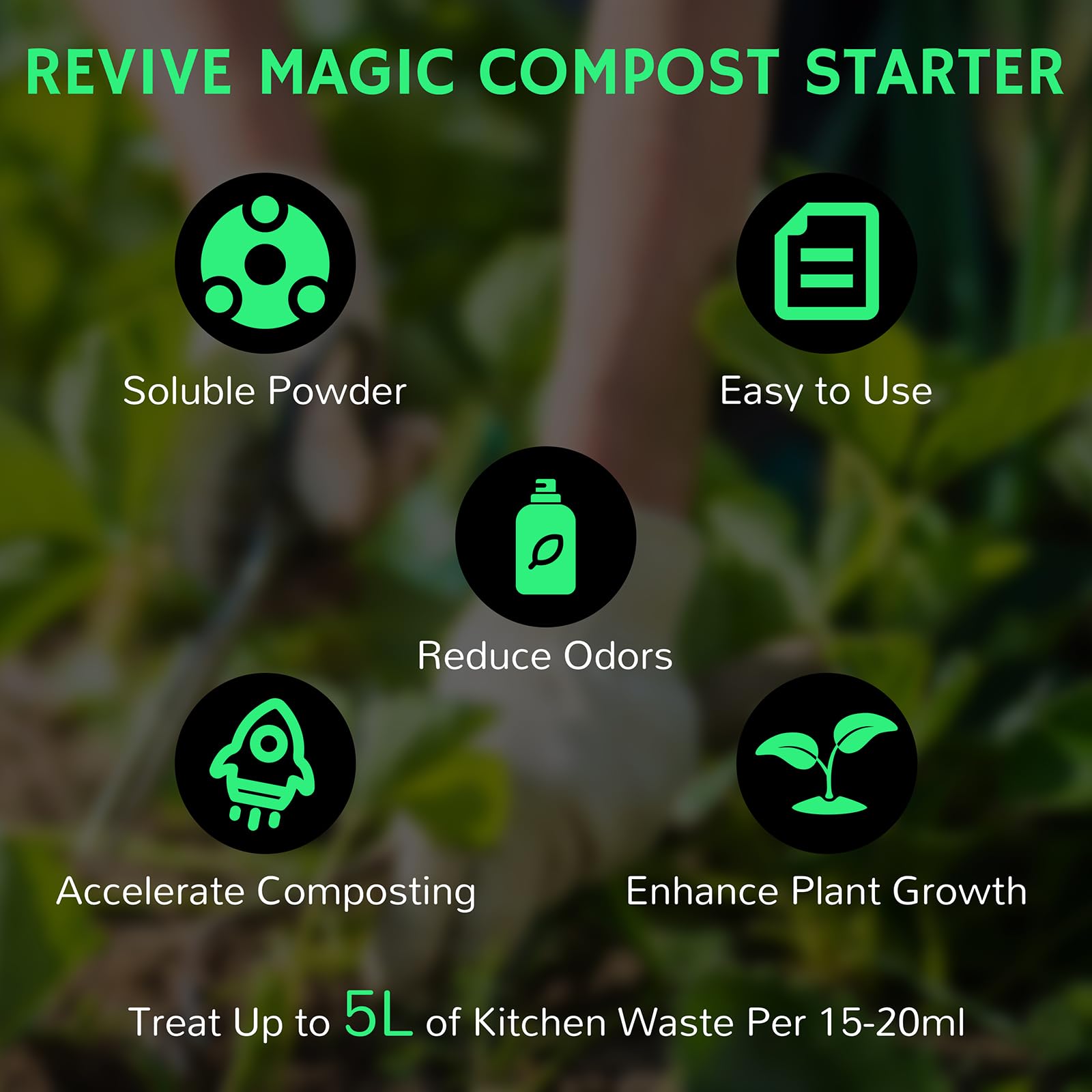 Airthereal Revive Magic Fertilizer Compost Starter, Easy Plant Care Compost Accelerator for Kitchen Composter - Compost Food Waste Quickly and Easily with Low Odor