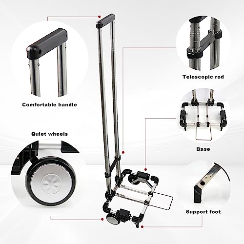 CNQLIS Folding Hand Truck,Portable Carrying Cart, Compact, Mini Lightweight for Travel/Auto/Moving/Office Use,12in.Hx9in.W Fits Most Backpacks- 55lbs Lightweight Hand Truck