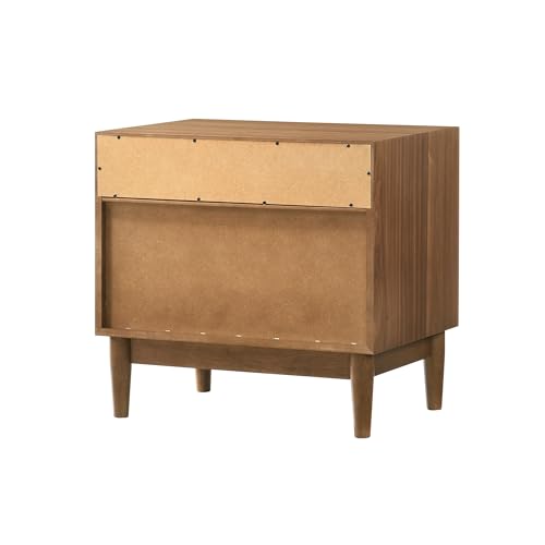 Armen Living Artemio 2 Drawer Wood Nightstand with Shelf in Walnut Finish