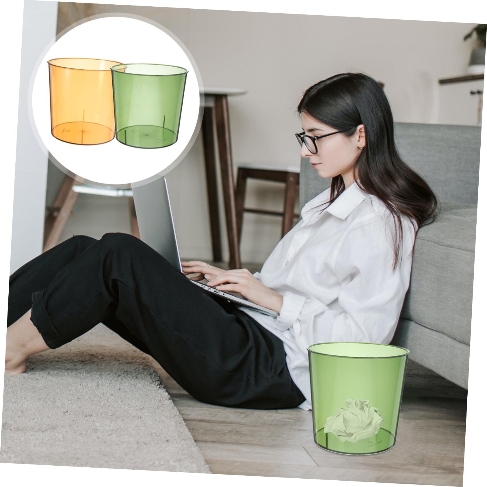 NUOBESTY 2Pcs Small Trash can Garbage can Paper Storage Basket Office Trash can Bathroom Paper Bucket Trash Storage can Trash Bucket Household Wastebasket Thickened Paper Container The pet