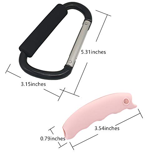 Grocery Bag Holder Shopping Bag Handle Carry Hook Aluminium Large Snap Hook Hanger with Soft Grip, 5 Pack