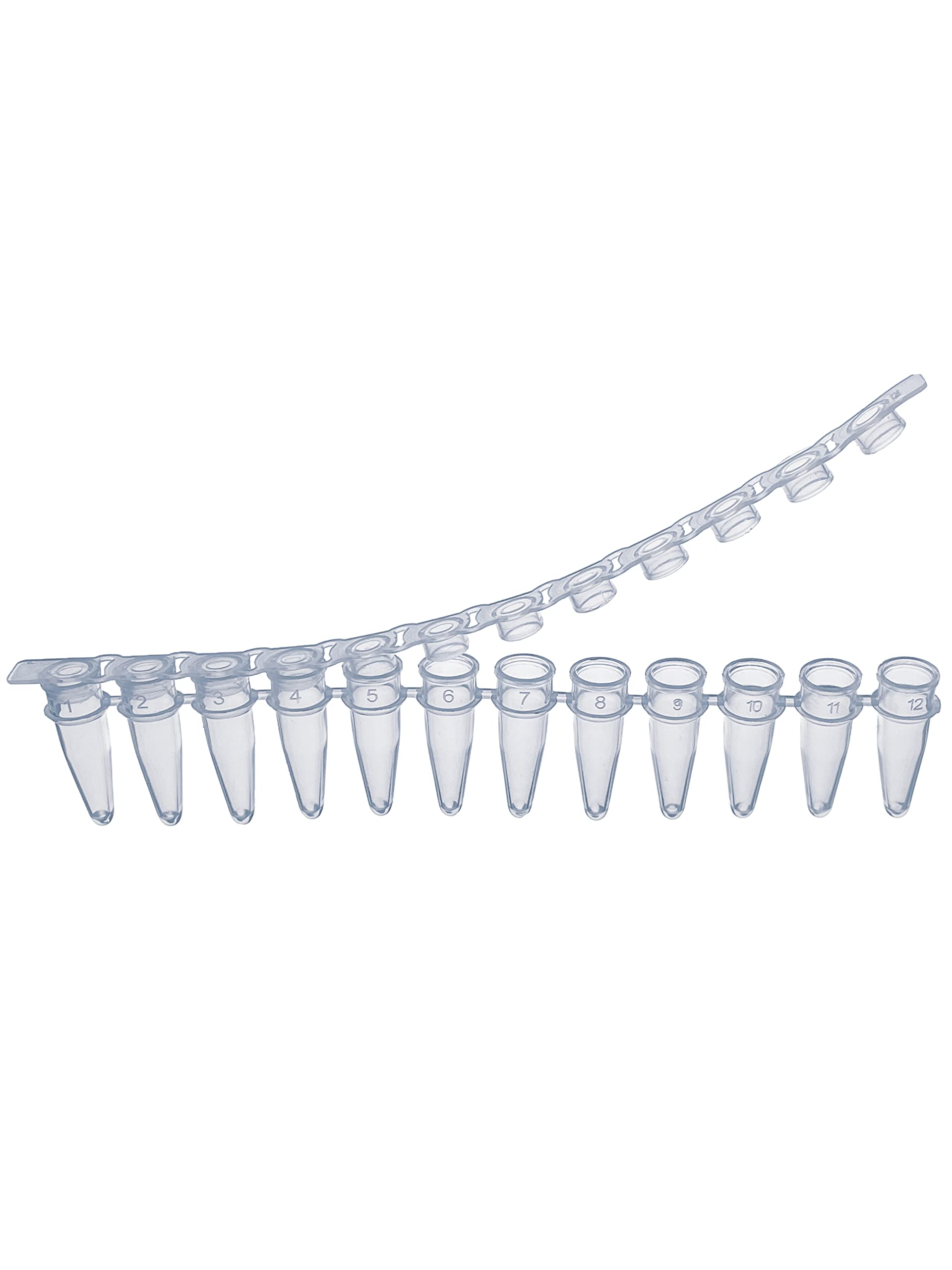 MUHWA 0.2ml PCR Tube with Thin Wall, Strip of 12 Tubes with cap, Flat Caps, 200 Strips