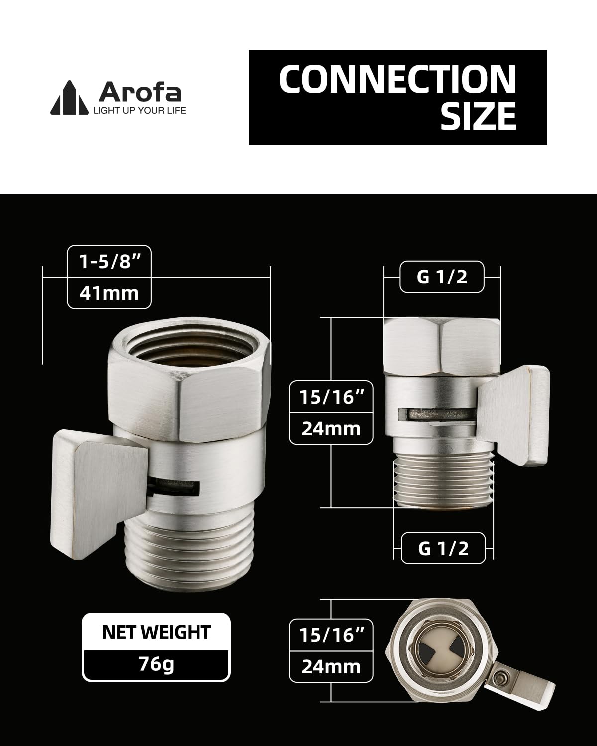 Arofa Handheld Black Bidet Sprayer for Toilet - Adjustable Water Pressure Control for Feminine Wash with Water Flow Control Valve