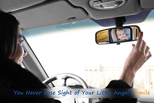 Facekyo Back Seat Baby Mirror | Wide Crystal Clear View | Rear Facing Car Seat Mirror | Shatterproof | Easy to Install | Keep an Eye on Your Baby While Driving