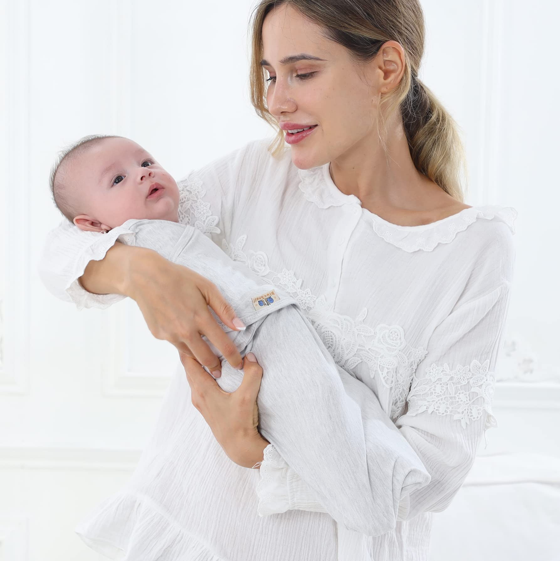 Adjustable Baby Cotton Swaddle, Ultra Soft Newborn Cozy Receiving Blanket by BlueSnaill (3 Pack,0-3 Month)(Gray)