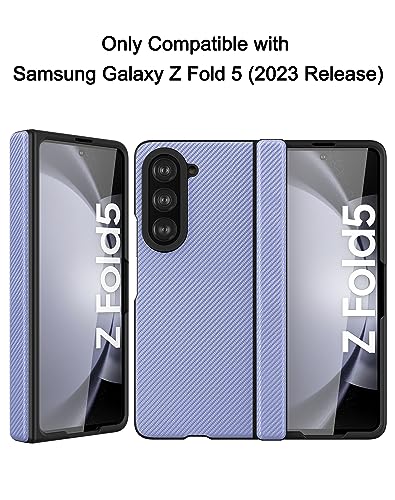 Cresee Case for Samsung Galaxy Z Fold 5 (2023) with Built-in Cover Screen Protector & Hinge Protection, Slim Hard PC + PU Protective Phone Case for Galaxy Z Fold5 5G - Lavender