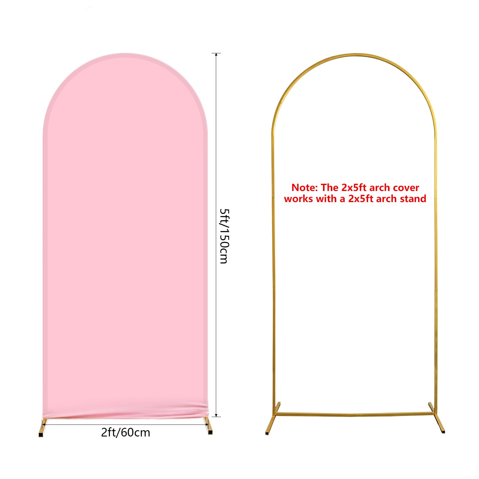 AIBIIN 2x5ft Pink Arch Wall Backdrop Round Top Backdrop Cover Valentine's Day Round Top Arch Frame Cover 2-Sided Fit Backdrop Stand for Wedding Baby Shower Birthday Bridal Shower Events Party Decor