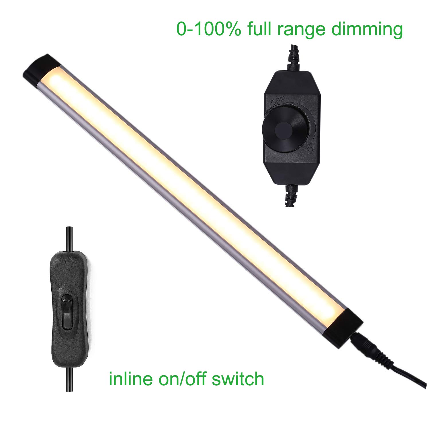 AIBOO LED Under Cabinet Lighting Kit, LED Strip Light,Shelf Lights Direct Wire, 12V Dimmable Kitchen Light Bar Linkable with Rocker Switch and Plug in Adapter (4 Panels,Warm White)