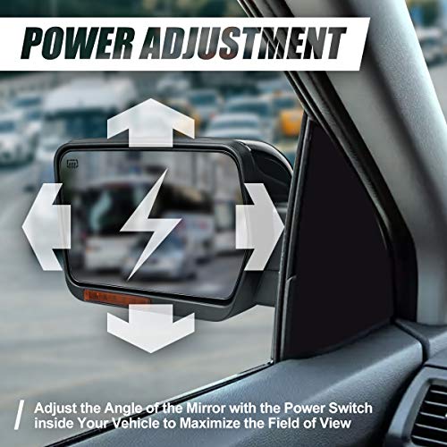 Left Driver Side Chrome Power Heated Glass w/Amber LED Turn Signal Light Towing Mirror Compatible with Ford F150 04-14