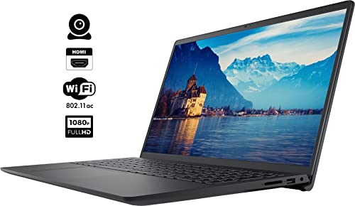 Dell Inspiron Laptop, 15.6" HD Display, AMD Ryzen 5 3450U Processor, 16GB RAM, 1TB SSD, Webcam, HDMI, SD Card Reader, Wi-Fi, Windows 11 Home, Carbon Black
