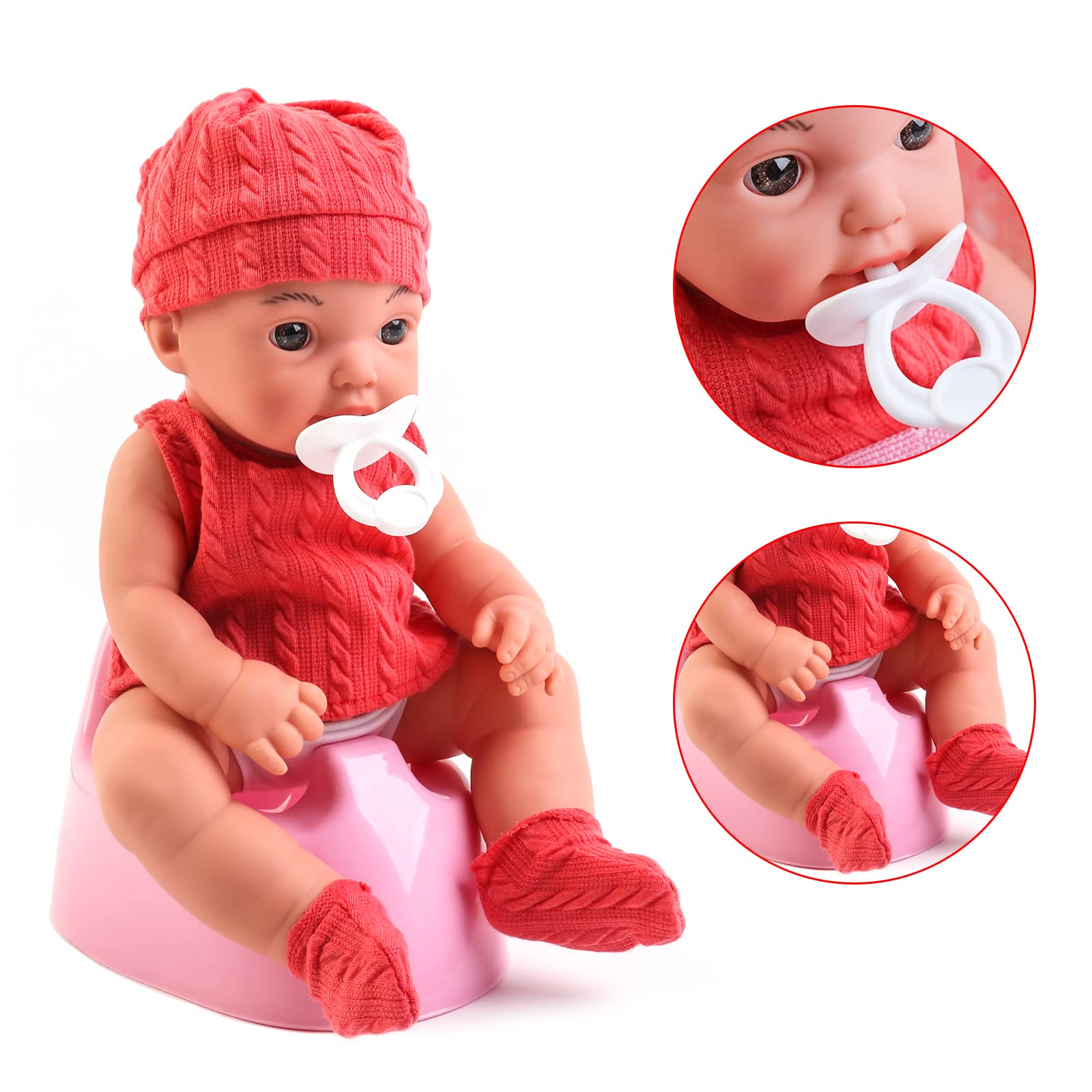 deAO Baby Doll Stroller Set Doll Playset with Smooth Rolling 11Pcs Baby Doll Feeding Accessories -12 Inch Baby Doll Set,Great Nurturing Pretend Toy for 3+ Girls…