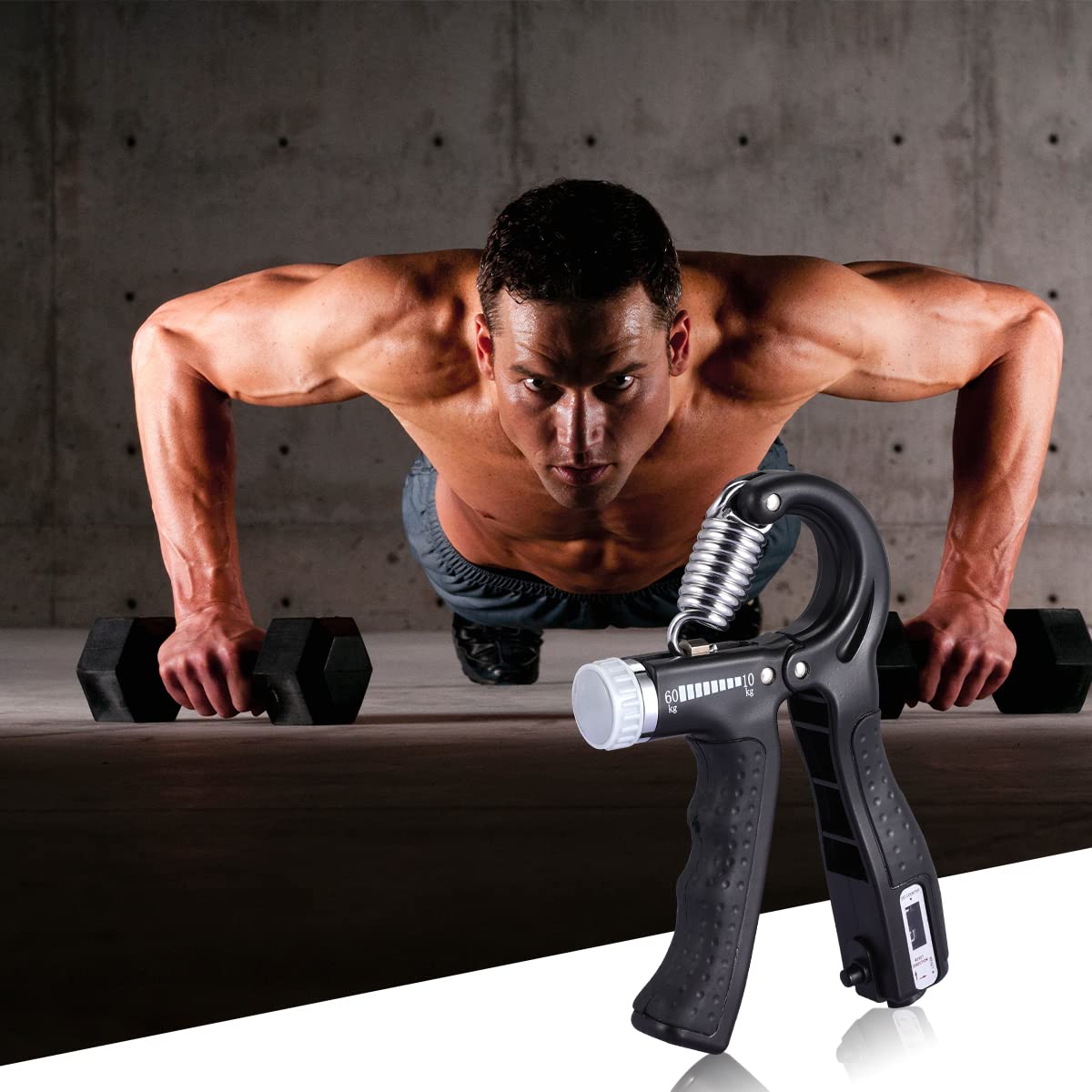 Adjustable Counting Grip Strength Trainer, Strength Exerciser for Finger Hand Wrist and Forearm, hand gripper for therapy,Suitable for Home Gym Athlete Training and Rehabilitation Training(black)