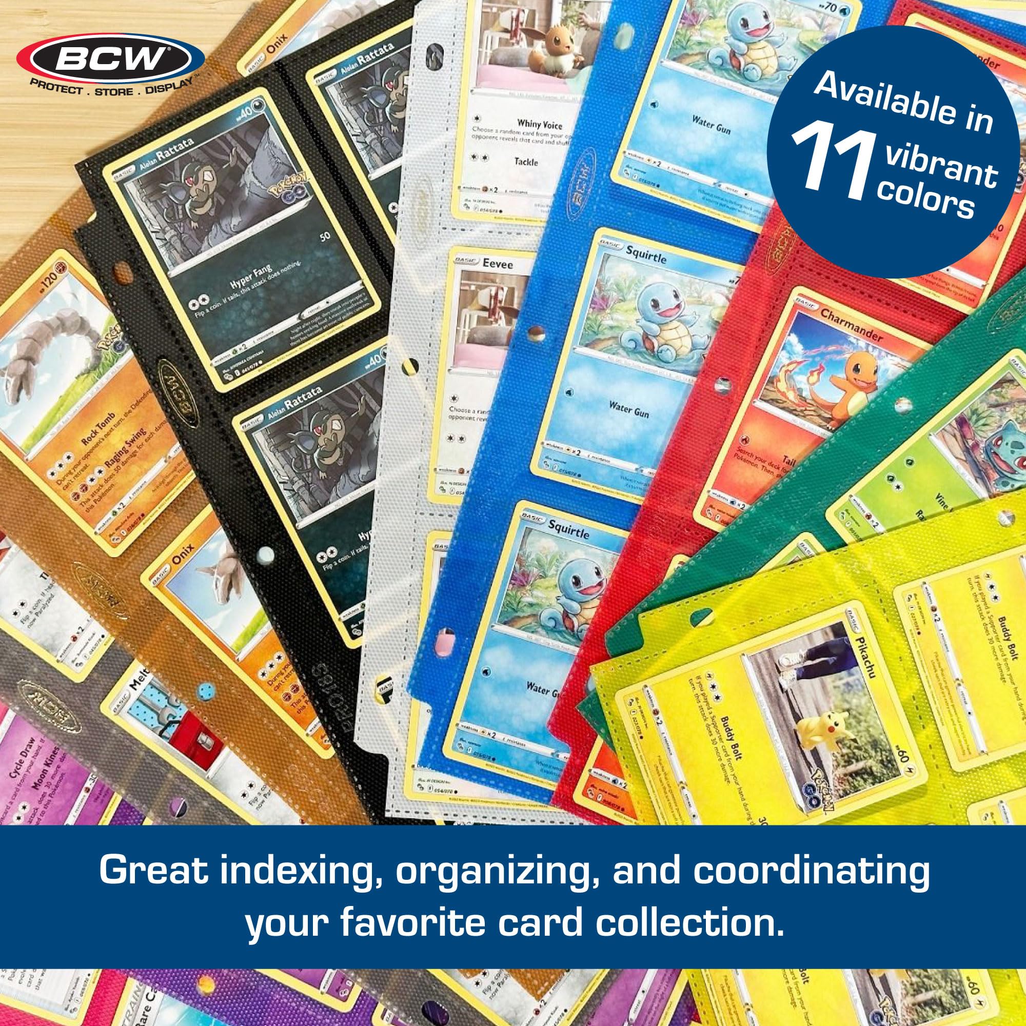 BCW Double-Sided 9-Pocket Pages Holder - 10 Black Pages | Trading Card Binder Sheets | Secure Side Loading | Ideal Card Storage and Display Solution