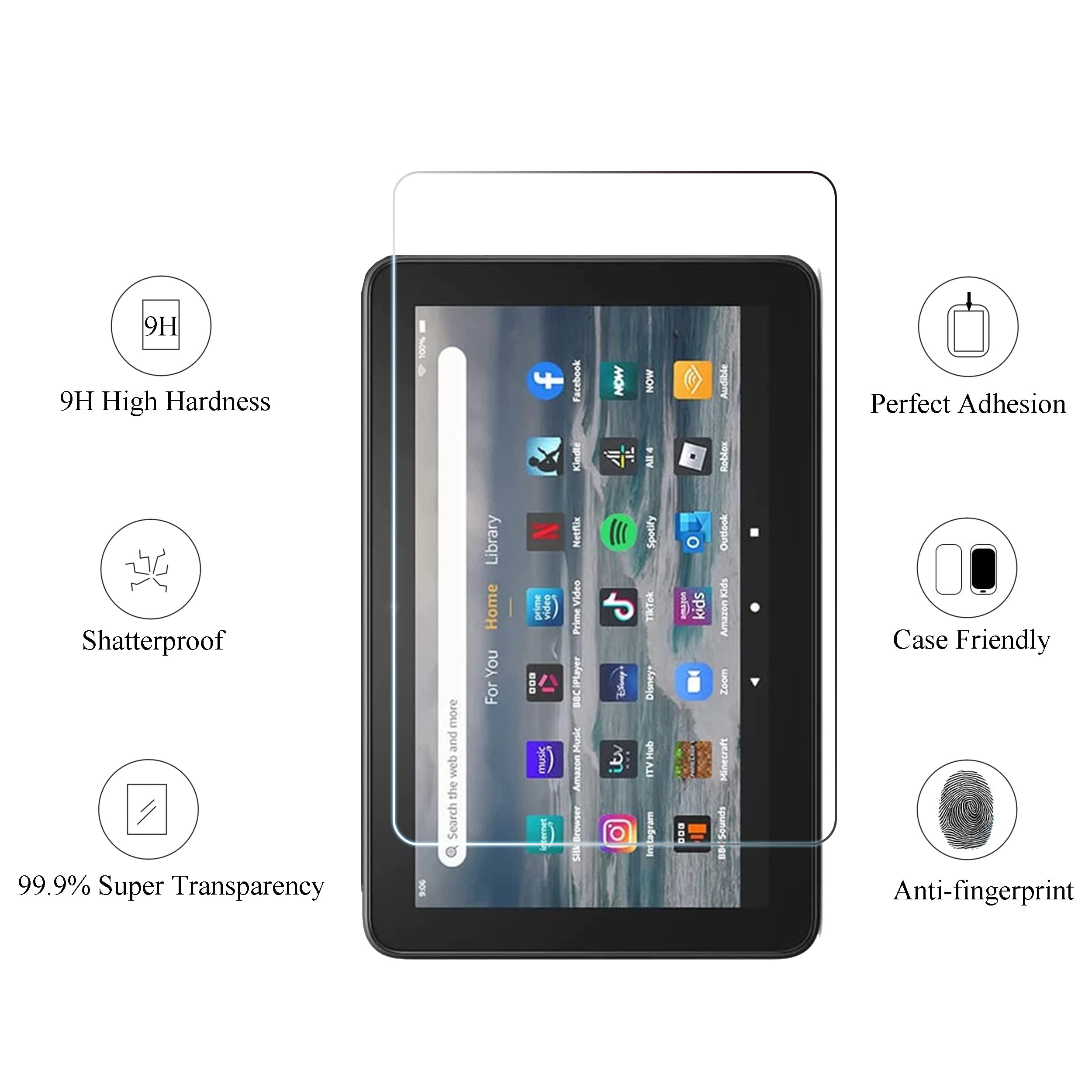 Ailun 3 Pack Screen Protector for All-new Fire 7 Tablet 7-inch(12th Gen 2022 Release), Tempered Glass 9H Hardness Ultra Clear Anti Scratch Case Friendly, Not for Fire 7 Kids Tablet