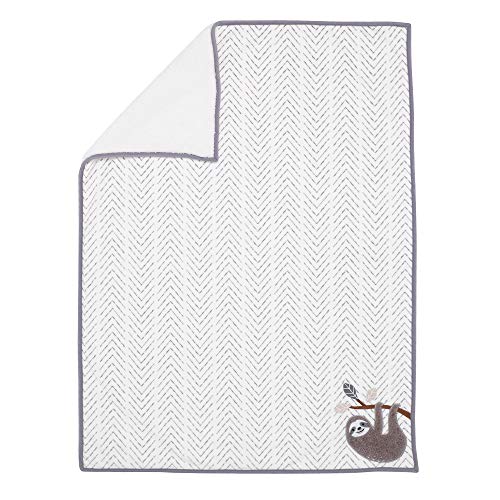 Lambs & Ivy Baby Jungle Gray/White Sherpa Sloth Baby Blanket