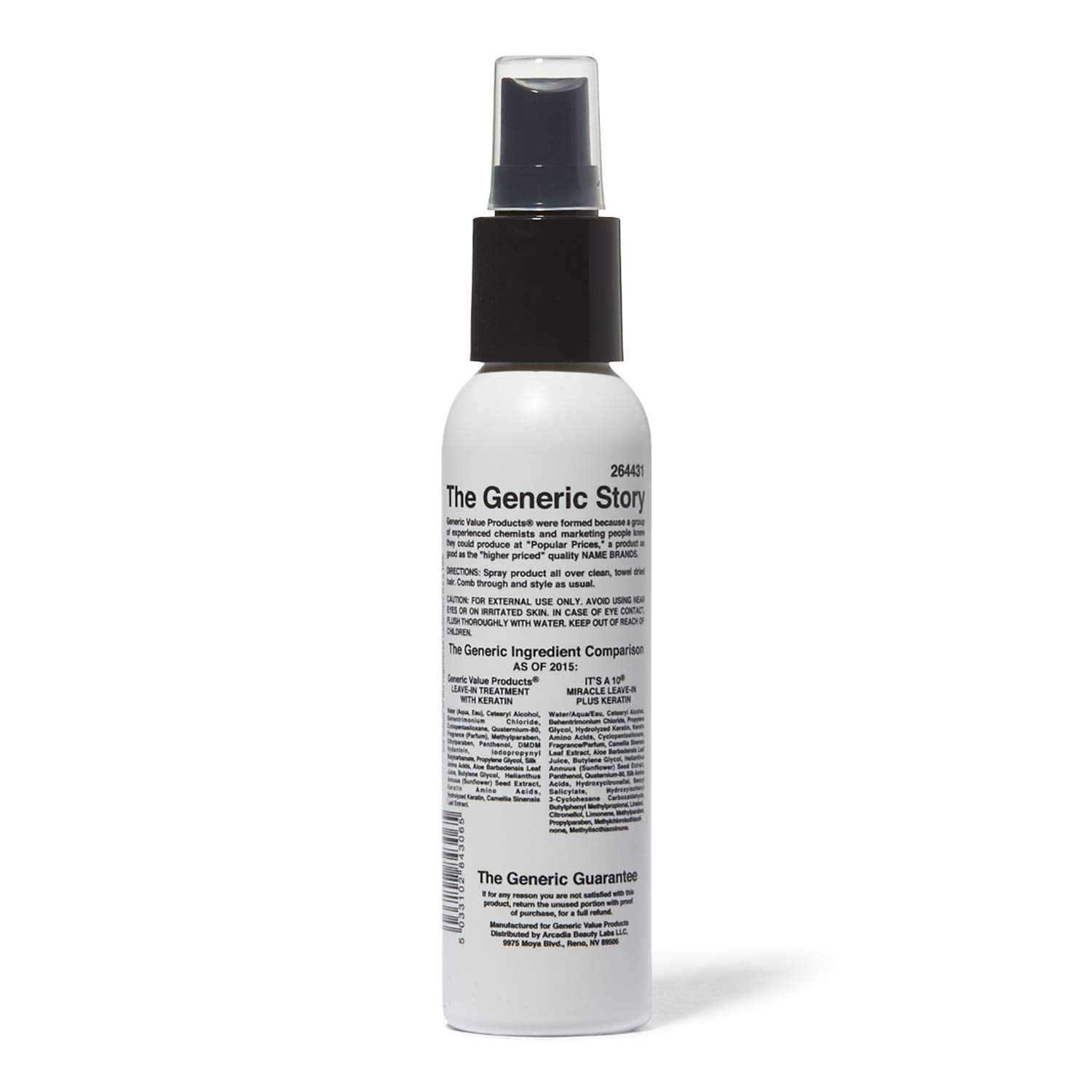Generic Value Products Leave In Treatment with Keratin, Heat Protectant, Protects Hair from Breakage, Strengthens, Smoothes and Adds Shine, 4 Oz