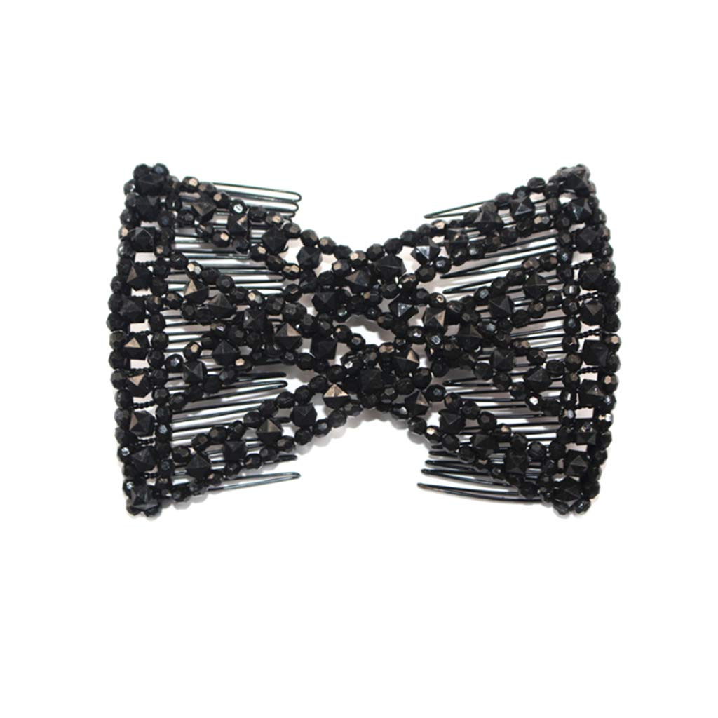 SimpleLif Combs Stretchable Double Hair Comb Twist Fountain Ponytail,Magic Hair Comb EZ Beaded Double Stretchy Delicate Elastic Women Clips Hairstyle,Random Color
