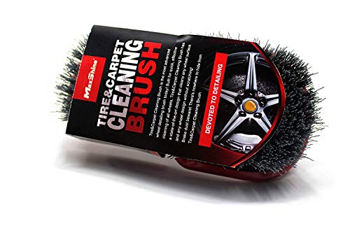 Maxshine Tire & Carpet Curved Brush, Stiff Bristle Wheel Cleaning Brush for Car Detailing(Length: 190mm)