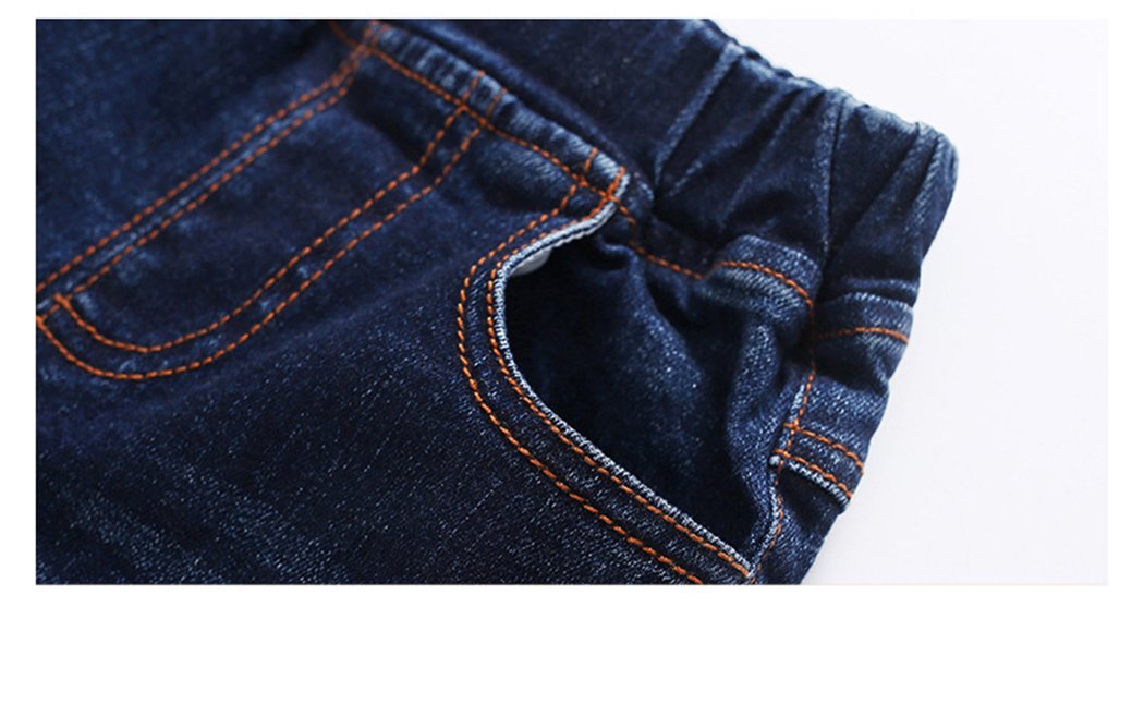 KIDSCOOL SPACE Baby Girl Boy Jeans,Little Kid Elastic Waist Ripped Denim Pants,Black,18-24 Months