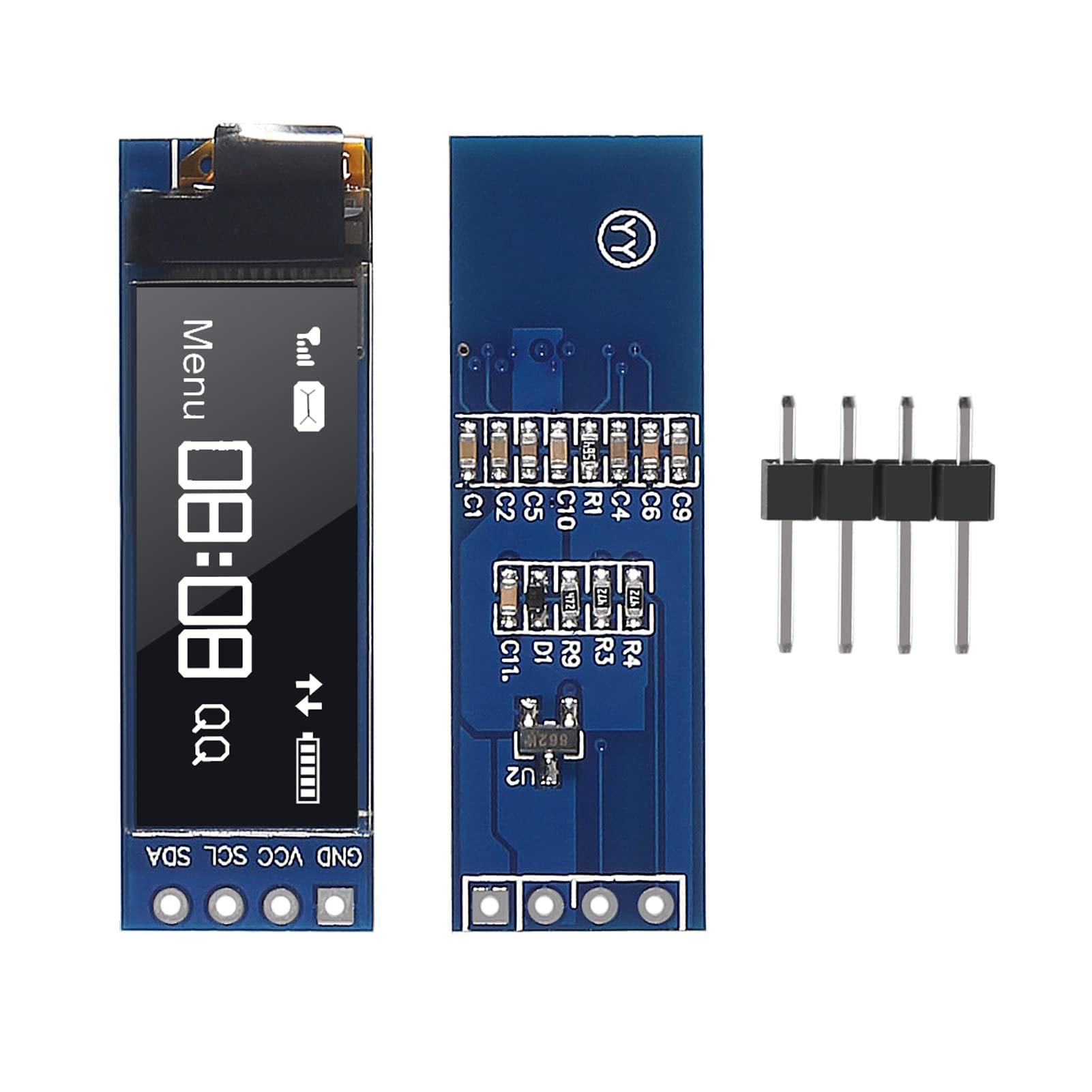 6pcs I2C Display Module 0.91 Inch I2C OLED Display Module I2C OLED Screen Driver DC 3.3V~5V for Raspberry pi ESP32 ESP8266 AVR/PIC/STM32