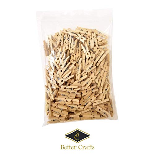 Natural Wood Mini Clothespins for Crafts or Interior Decorating. Cute Clothes Pins in Bulk (500, 1 Inch)