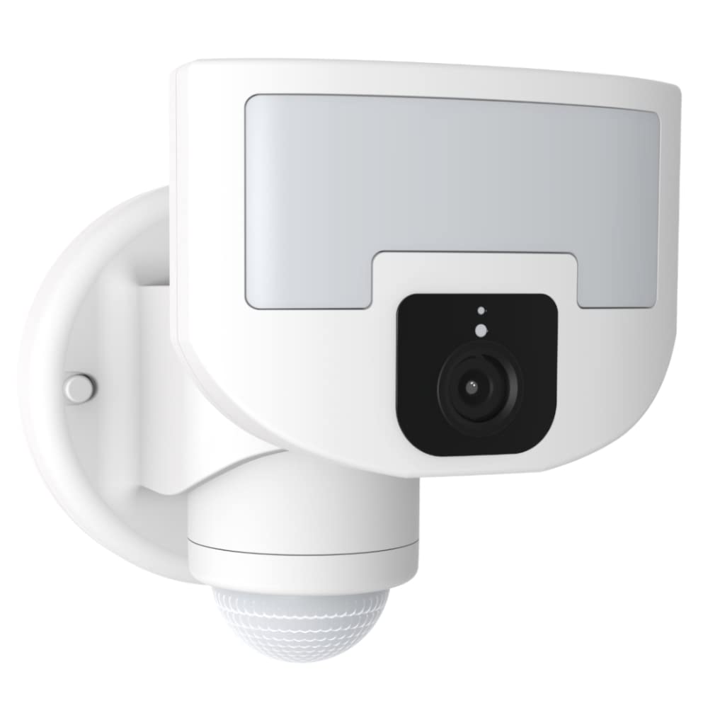 Outdoor Motion Sensor Tracking Floodlight WiFi Security LED Light Camera (White) Versonel Nightwatcher VSL95 Robotic, 1080p, NO Monthly Fees, Free App, Alexa, Google Assistant, Smart Things, 32GB SD