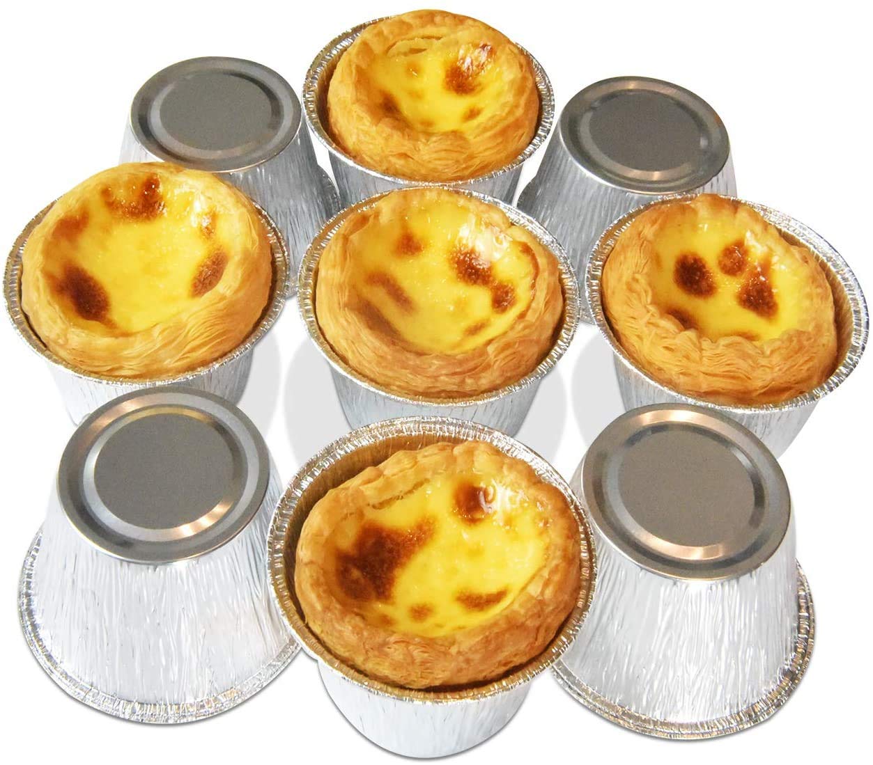 Aluminum Foil Ramekins - 150 Pack 4 oz Disposable Ramekin Aluminum Cupcake liners, Foil Baking Cups Muffin Liners Baking Cups Foil Cups Pans for Tart, Souffle, Appetizer
