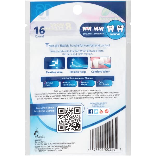 DenTek Easy Brush Wide Interdental Cleaners 16 Count (Pack of 2)