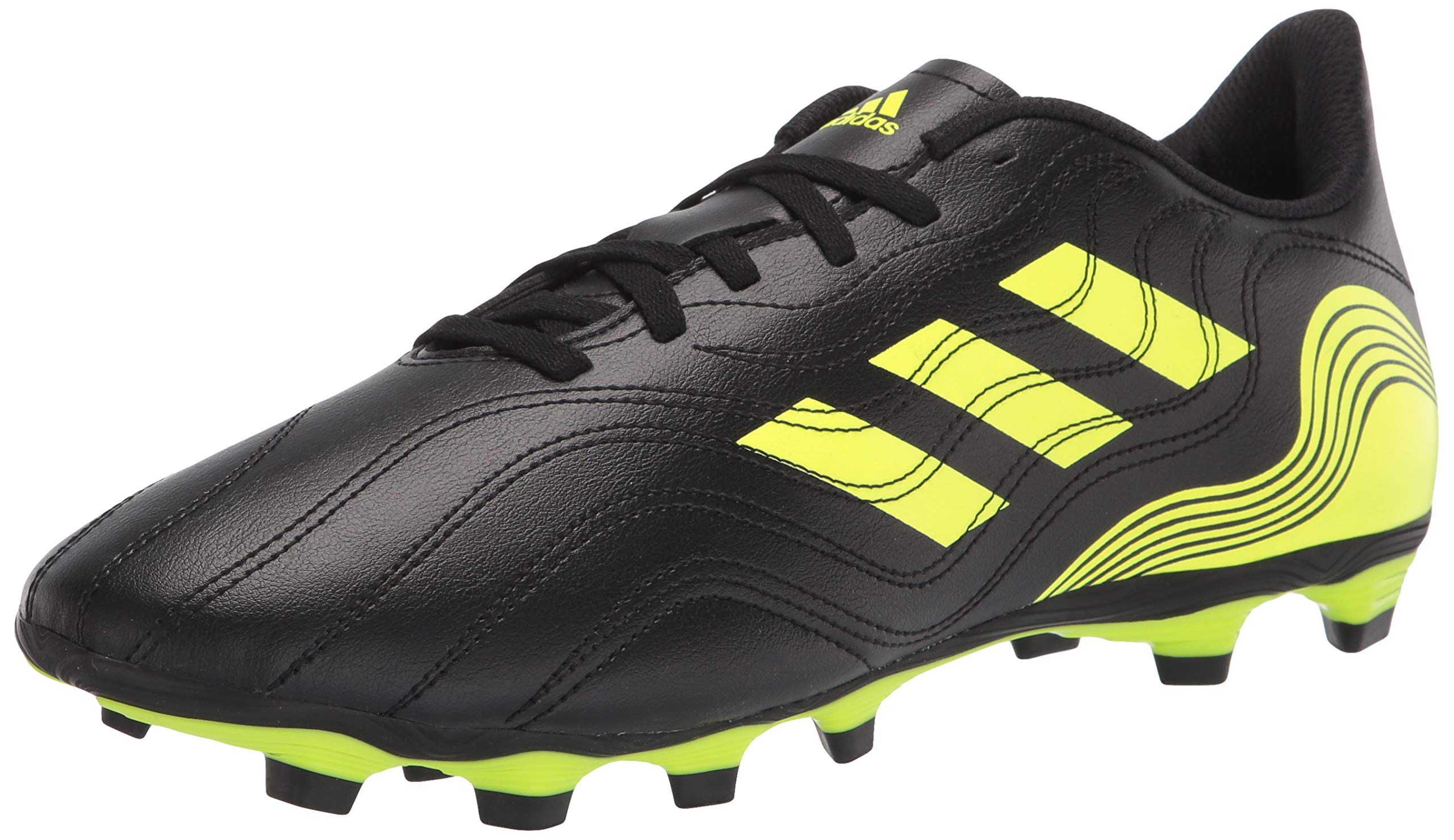 adidas Men's Copa Sense.4 Firm Ground Soccer Shoe, Black/Solar Yellow/Solar Yellow, 6.5