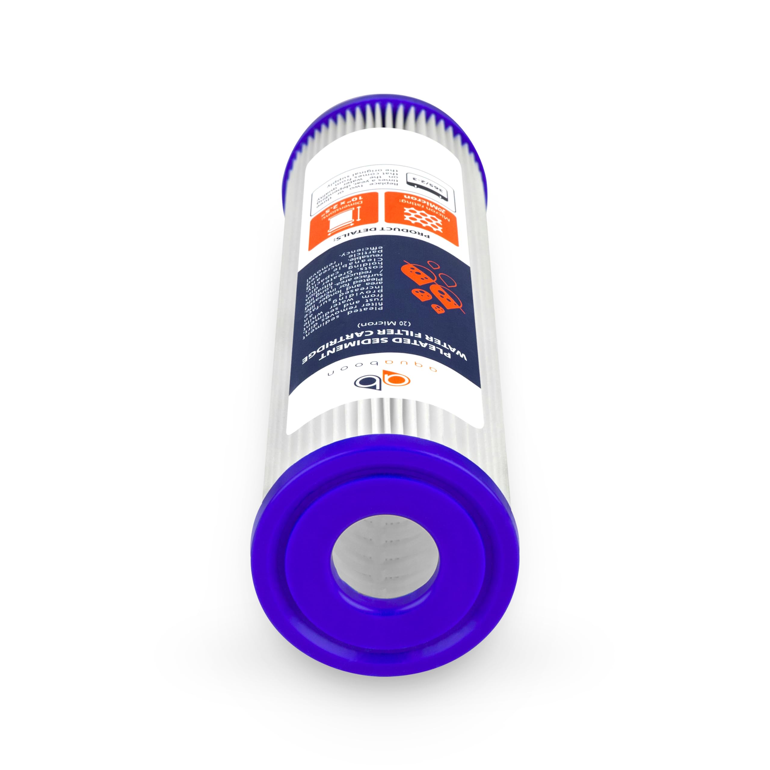 Aquaboon 20 Micron Pleated Sediment Filter Cartridge 10" x 2.5" Whole House Water Filter Replacement Compatible with WFPFC3002, WHKF-WHPL, 6-Pack