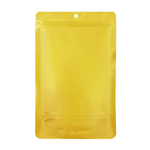 BAAGGNAA 150 Pack Stand up Matte Metallic Ziplock Bags with Clear Front Window Heat-Sealable Resealable Solid Color Pouches for Food Storage Containers Organizer(Gold,5.5 * 7.9 inch,Pack of 150)