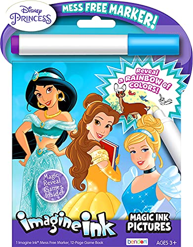 Classic Princess Magic Ink Coloring Super Set - 3 Books Featuring Disney Princesses, Frozen, and Raya The Last Dragon with Invisible Pens, Stickers