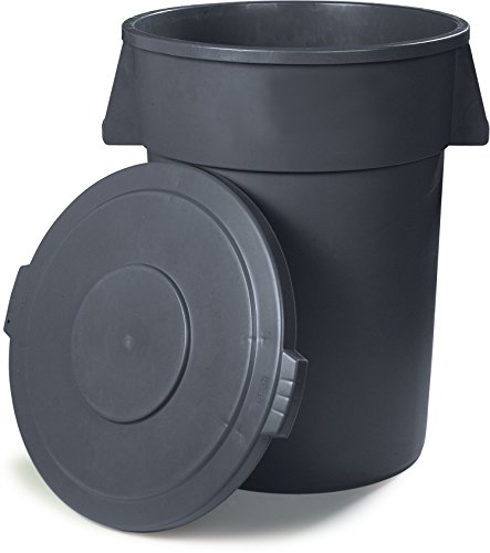CFS 34105623 Bronco Polyethylene Round Lid, 26-1/2" Diameter x 2-1/4" Height, Gray, for 55 Gallon Trash Containers