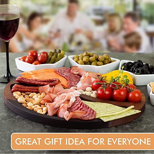 CG Home Heat-Treated Wooden Beech Large Cheese Board, Large Oval Charcuterie Board Platter Unique Housewarming & Bridal Shower Gift Serving Solid Tray Sturdy & Durable