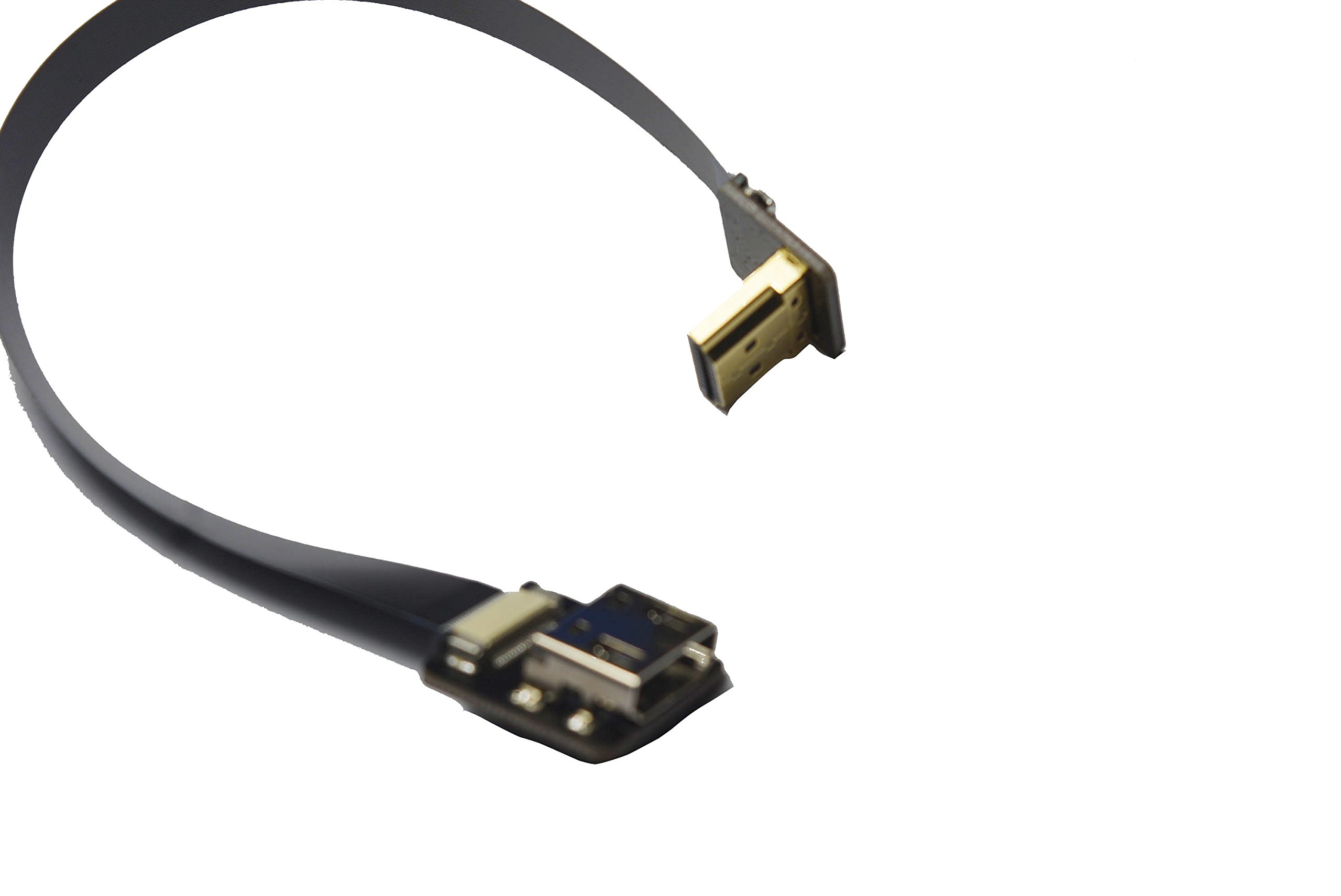 Short Flat Slim Thin HDMI FFC FPV HDMI Cable Standard HDMI Female Plug to Standard HDMI Male 90 Degree Compatible with RED blackmagic BMCC Sony FS7 Canon C300 Black 10cm