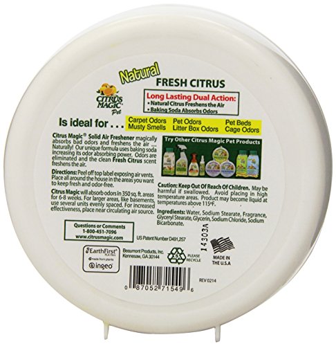 Citrus Magic Pet Odor Absorbing Solid Air Freshener for Home, Air Purifier, Fresh Citrus, Must have Pet Supplies, 8 Oz (Pack of 3)