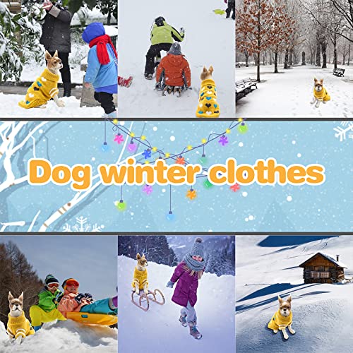 Cnarery Dog Sweater, Soft and Warm Dog Knitted Sweater with Leash Hole, Dog Winter Coat, Cold Weather Clothes for Small Medium Dogs Cat (Small, Yellow)