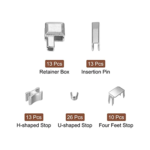 uxcell Zipper Repair Kits, 10 Metal Latch Slider Retainers Box & Insertion Pins & Top Bottom Stoppers for Bag Coat Zippers Replacing (75Pcs, Silver)