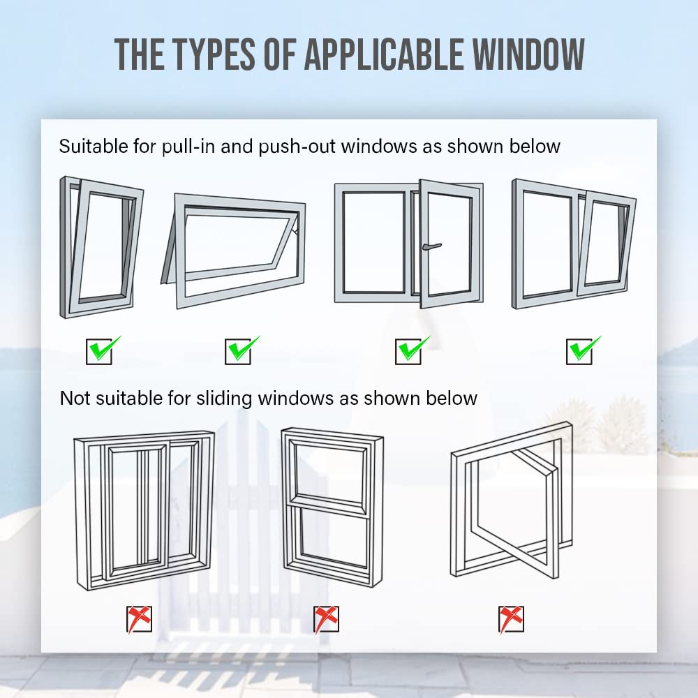 BEWAVE Portable AC Window Seal, Universal Window Seal for Portable Air Conditioner, Window Vent Kit with Shrink Rope and Adhesive Fastener for Casement Window, 118Inch/300CM