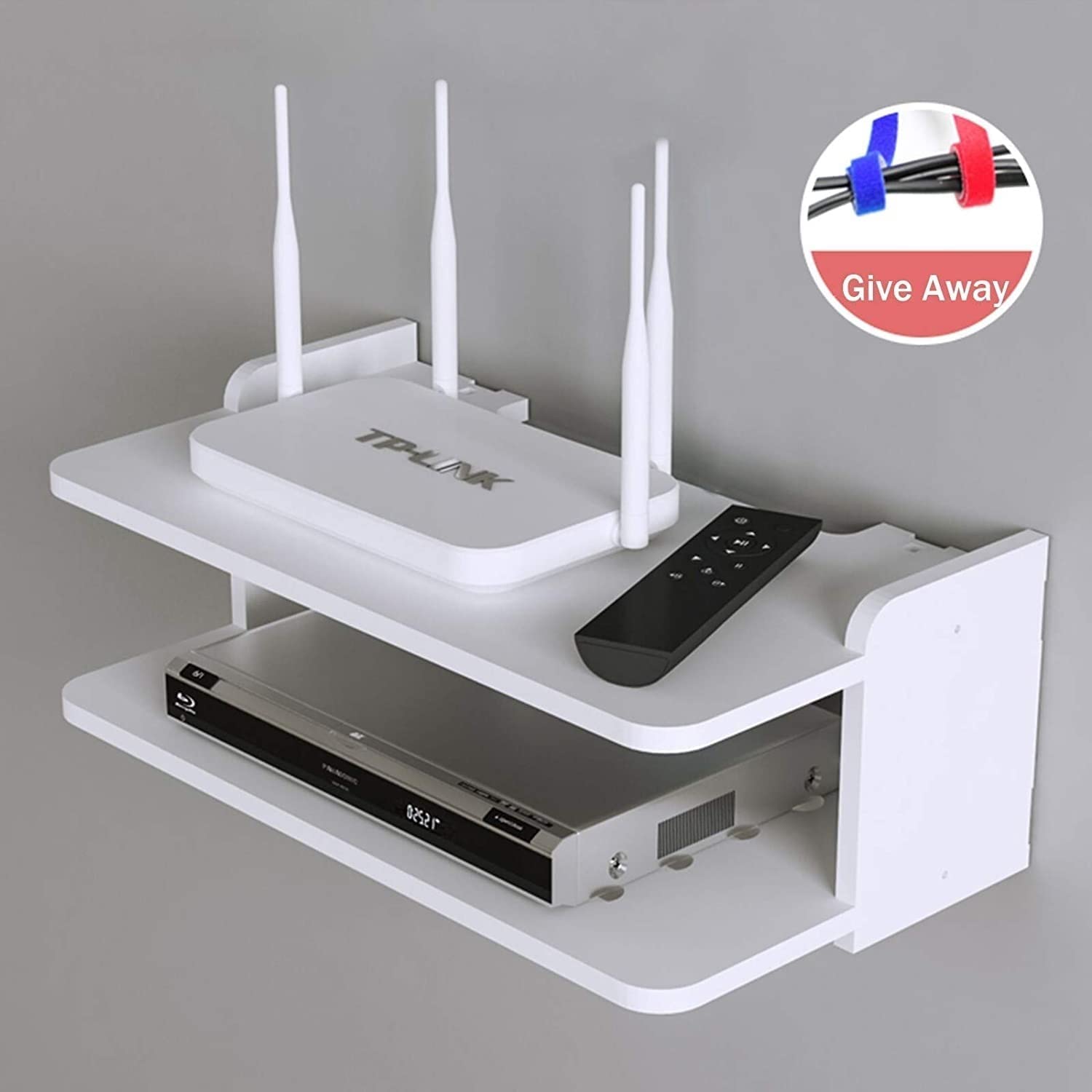 AVEEWA Wireless WiFi Router Storage Box Small Mini Wall Shelves Stuff WiFi Remote Control Storage Box for Bedroom, Living Room 17.7X9.8X4.33 inch