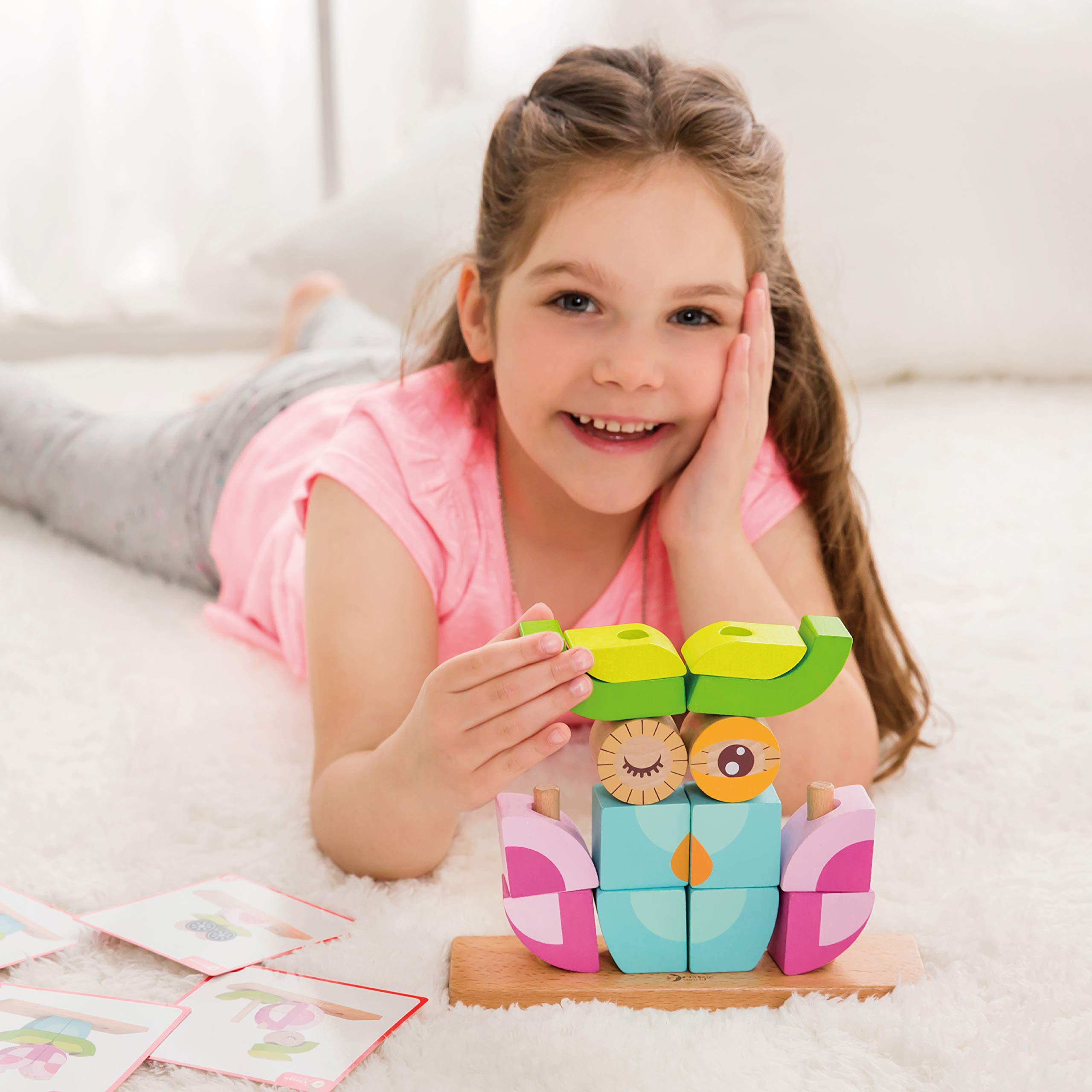 Classic World Wooden Toddler Montessori Toys Block Puzzle, Sorting and Stacking Puzzles for Babies and Toddlers, Peg Puzzle Stacker