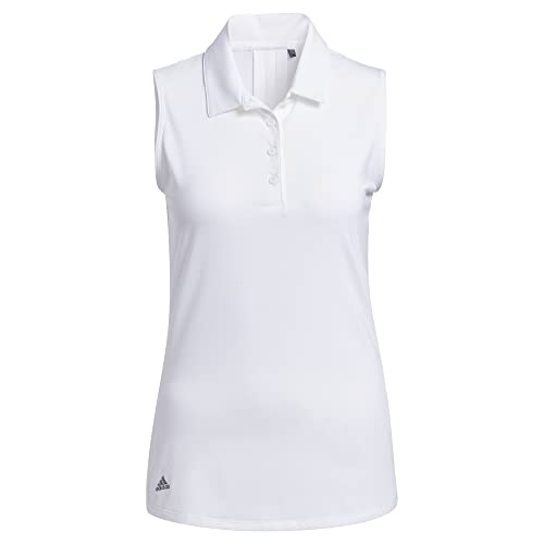 adidas Golf Women's Ultimate365 Primegreen Sleeveless Polo Shirt, White, Extra Large