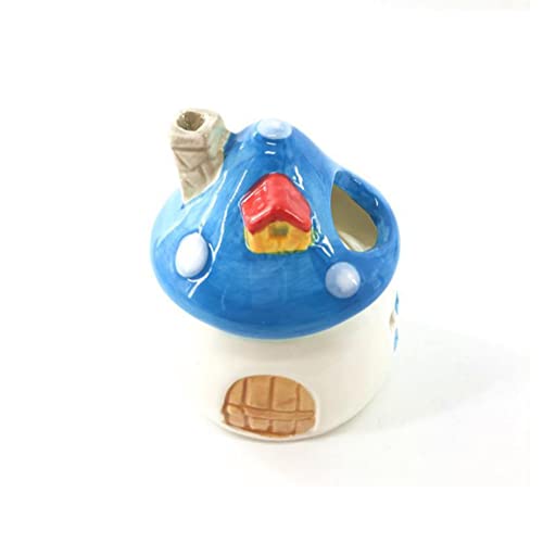 Ceramic Hamster House for Summer Mini Mushroom Shape Crawling Pet Hideout Shelter Cave Reptiles Hamster House Landscaping - 3.14×3.14×4.13 Inches