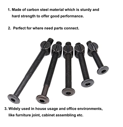 cSeao Black Baby Bed Crib Screws Replacement Parts,50pcs M6 Hex Drive Socket Cap Barrel Nuts Assortment Kit for Baby Bed Cribs Furniture, M6x40/50/60/70/80mm