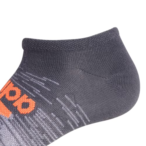 adidas Kids-Boy's/Girl's Superlite No Show Socks (6-Pair), Onix Grey/Grey/Signal Orange, Medium