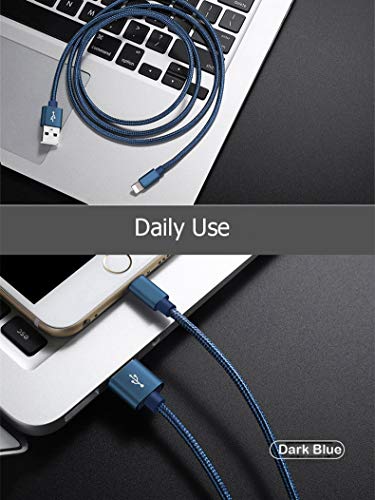 RoFI Phone Charger Cable, [2Pack 2 Feet] Nylon Braided Fast Charging USB Cord 0.6M Compatible Phone X 8 8 Plus 7 7 Plus 6s 6s Plus 6 6 Plus 5 5S 5C SE Air Mini and Car Display (Silver)