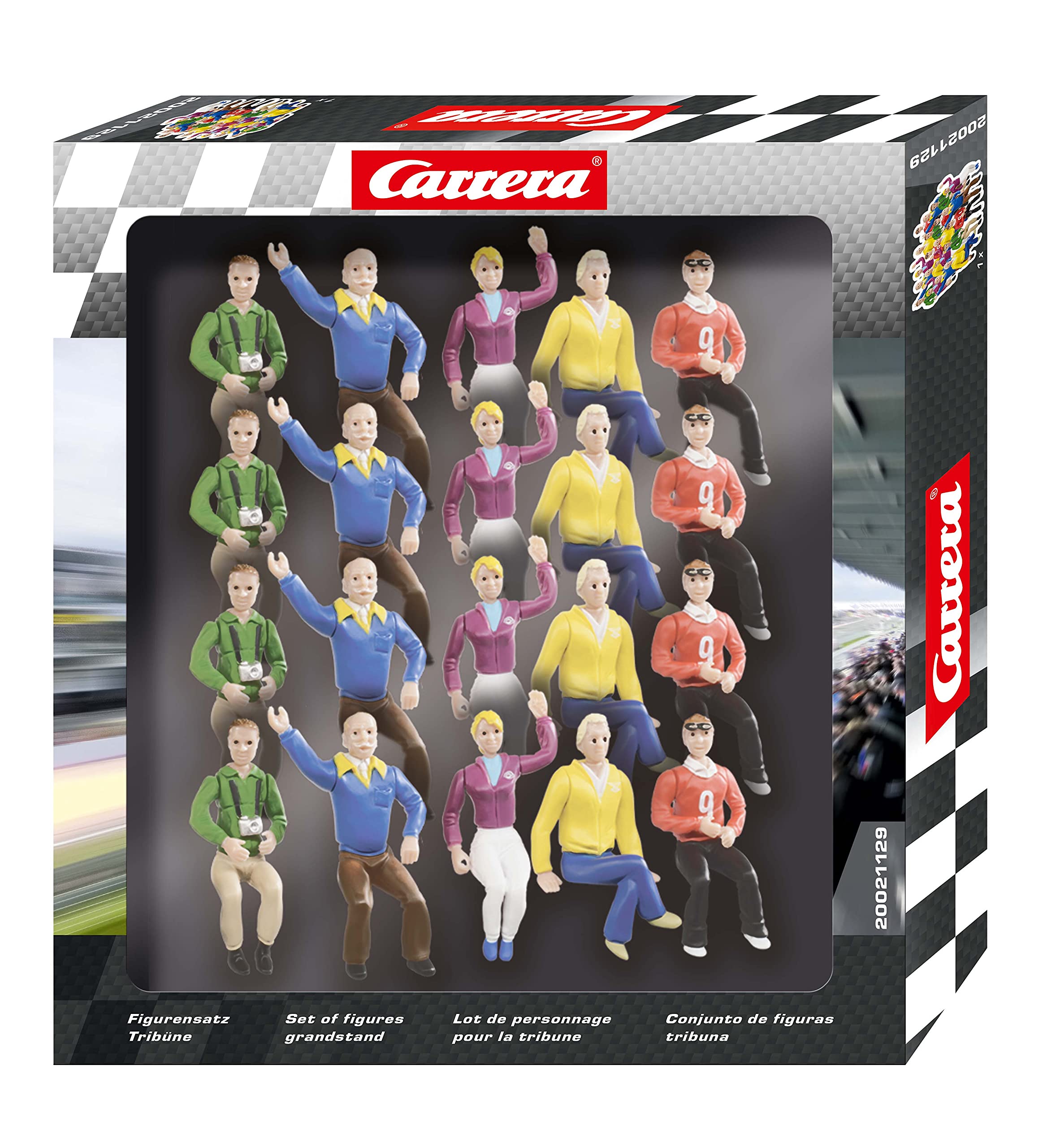 Carrera Race Spectators - Set of 20 Seated Race Fans - 1:32 Scale Figures - Realistic Scenery Accessory for Slot Car Track Sets
