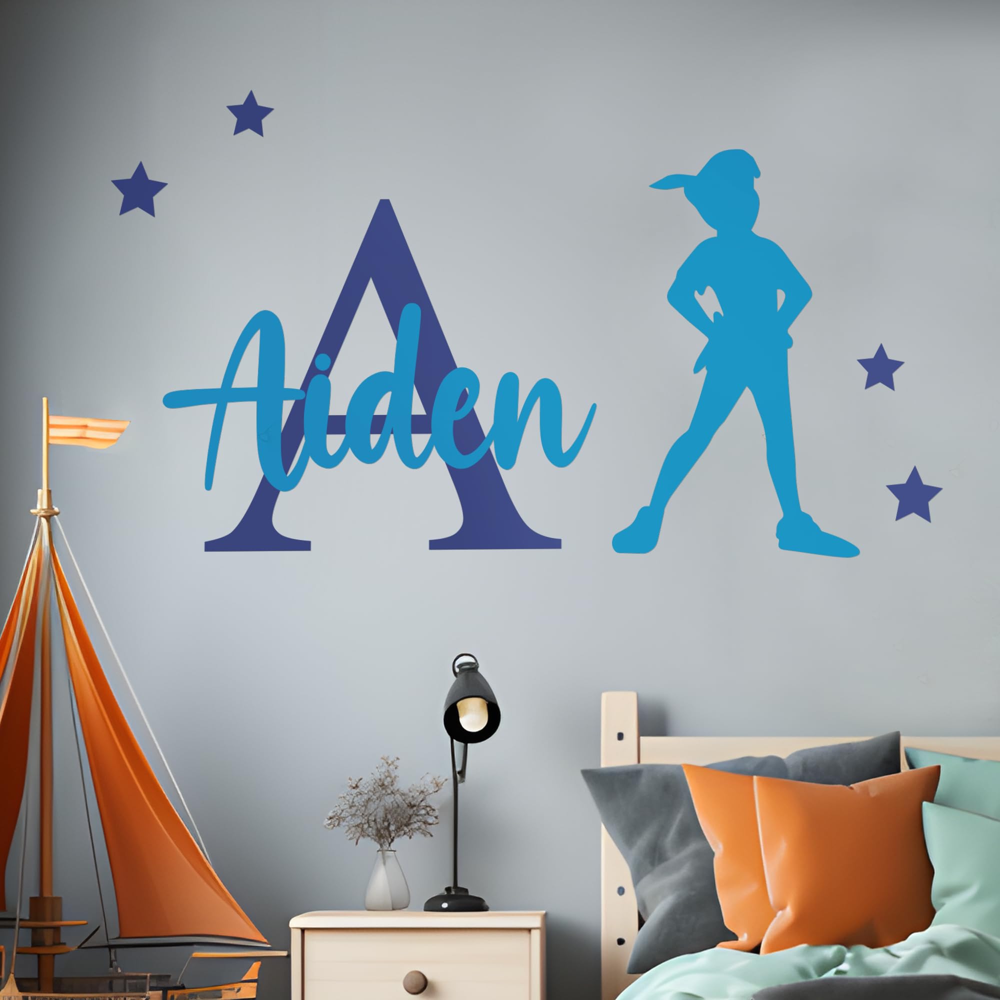 Custom Name & Initial Peter Pan I Wall Decal Home Decor I Wall Decor for Home Bedroom I Baby Room Decorations I Stickers for Kids I Multiple Options for Customization
