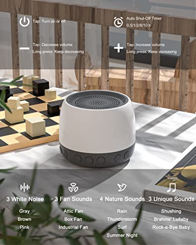 elesories White Noise Machine, Sound Machine with13 Non Looping Natural Soothing Sounds for Adults Baby Sleeping, Also Be Used as a Multifunctional Speaker for Home, Office Privacy | Nursery | Travelā¦