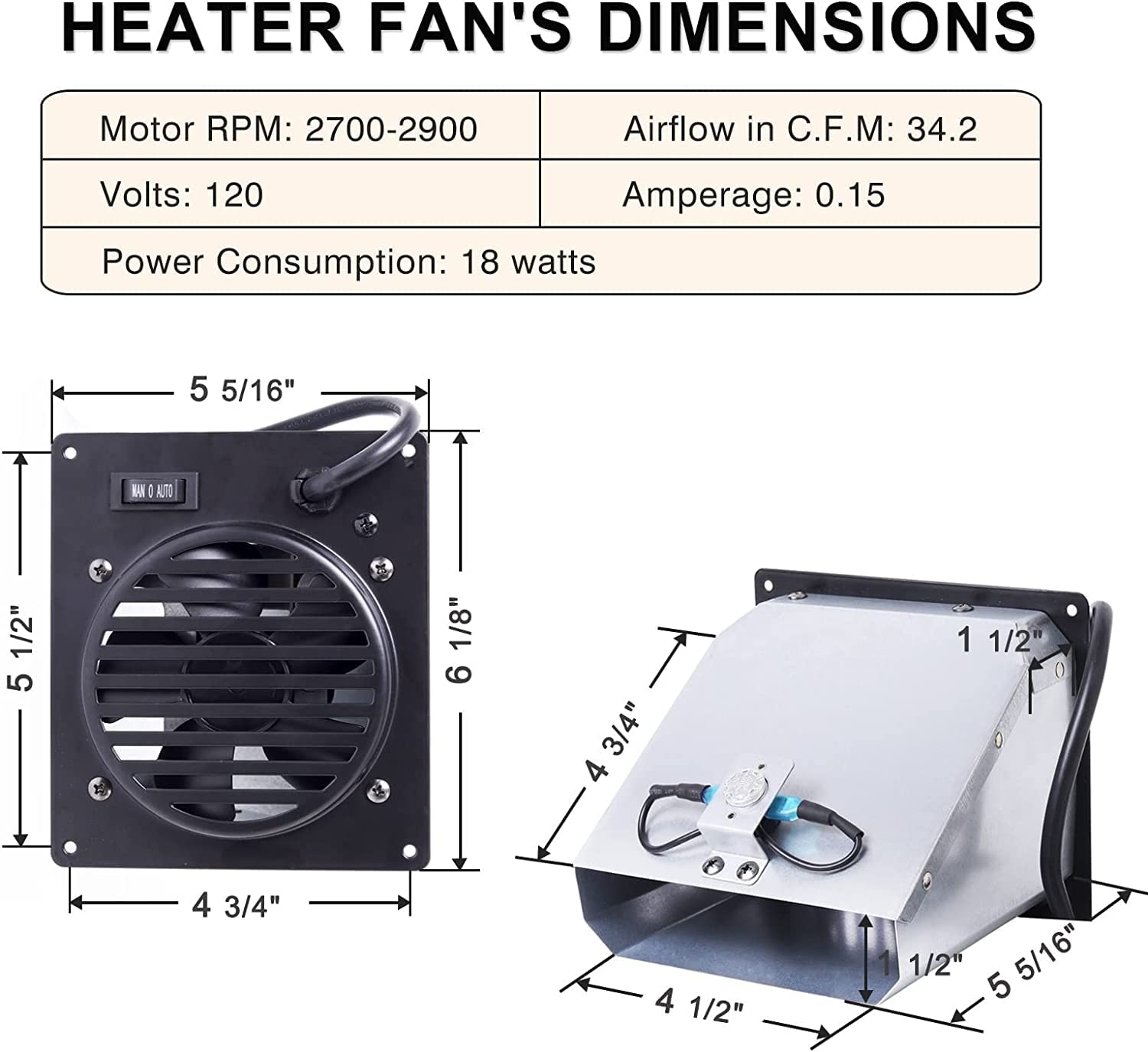 Replacement WHF100 DynaGlo Heater Fan Blower, Vent Free Wall Heater Fan WHF100 for DynaGlo, Mr. Heater Wall Heaters